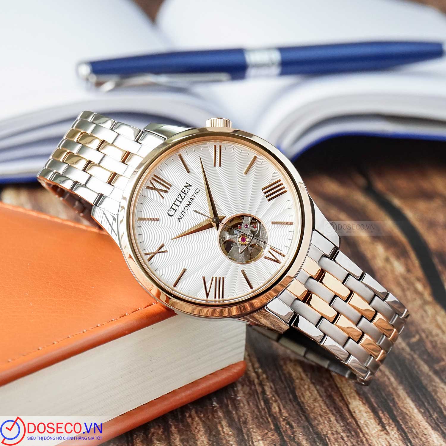 Citizen NH9130-84A: Đồng hồ cơ Automatic với vị trí lộ tim và núm chỉnh ...