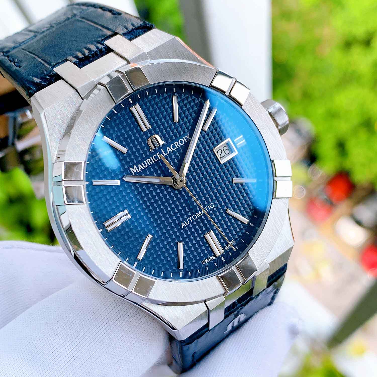 Maurice Lacroix Aikon Blue 42mm AI6008-SS001-430-1 like new