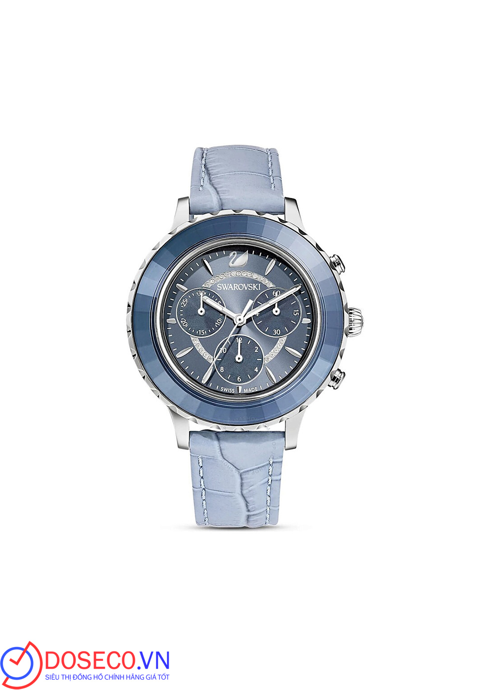 Swarovski Octea Lux Chrono watch Swiss Made, Leather strap, Blue ...